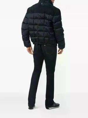BILLIONAIRE Quilted Suede-panel Puffer Jacket - Blue