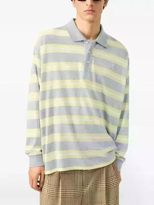 AMI Paris Striped Mercerised-jersey Polo Shirt