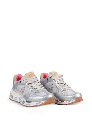 Premiata Mased Tone Metallic Lace Up Sneakers - Silver