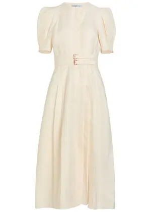 Gabriela Hearst Patricia Belted Linen Midi Dress - Ivory