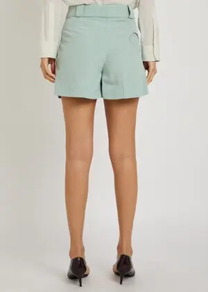 BLAZÉ MILANO Zenith Silk And Linen-blend Shorts - Teal