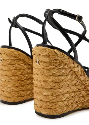 JIMMY CHOO Ayla 110 Leather Espadrille Wedge Sandals