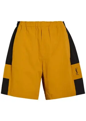 Saint Laurent Logo Panelled Cotton Shorts