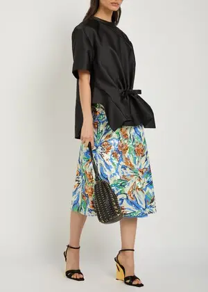 Rabanne Bow-appliquéd Satin Top - Black