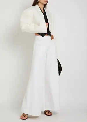 A.W.A.K.E. Mode Cropped Woven Tuxedo Jacket