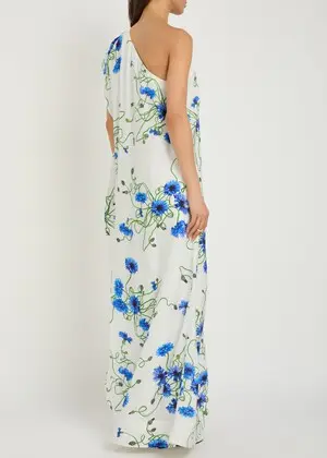 Stella McCartney Asymmetric Floral-print Satin Maxi Dress