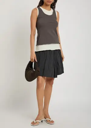 LEMAIRE Cotton-blend Mini Wrap Skirt - Dark Grey