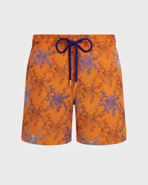 Vilebrequin Embroidered Octopus Swim Trunks - Orange