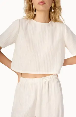 Cami Nyc Mica Metallic Stripe Crop Top - Ceramic