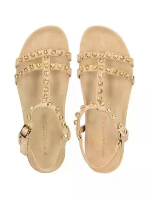 KENNEL&SCHMENGER Crystal-embellished Leather Sandals - Neutrals