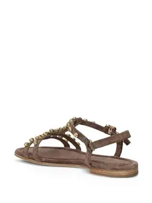 KENNEL&SCHMENGER Carly Crystal-embellished T-bar Sandals - Brown