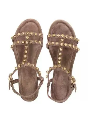 KENNEL&SCHMENGER Carly Crystal-embellished T-bar Sandals - Brown
