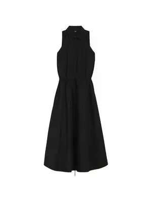 BOSS Drawcord-waist Dress In Cotton Poplin - Black