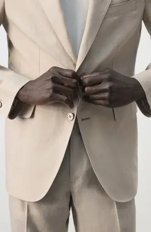 Mango Amalfi Linen Slim Fit Blazer - Beige