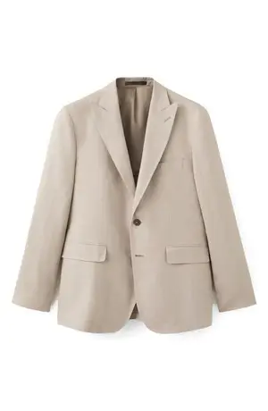 Mango Amalfi Linen Slim Fit Blazer - Beige