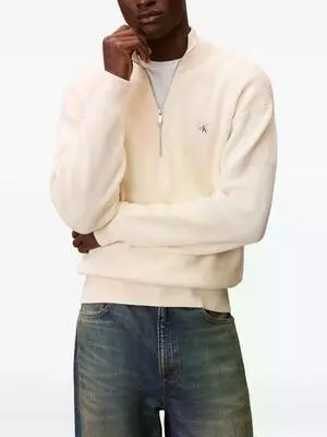 Calvin Klein Logo-patch Zip-neck Sweater