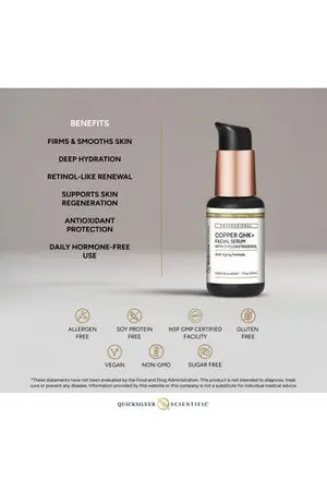 QUICKSILVER SCIENTIFIC Copper Ghk Plus Topical Peptide Facial Serum
