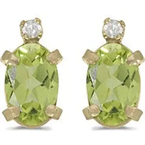 ALLUREZ Oval Opal Stud Earrings - Peridot