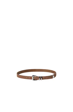 Brunello Cucinelli Skinny Chevron Textured Leather Belt
