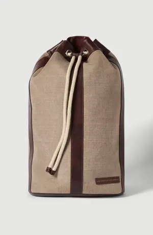 Brunello Cucinelli Water-resistant Canvas And Calfskin Backpack - Leather