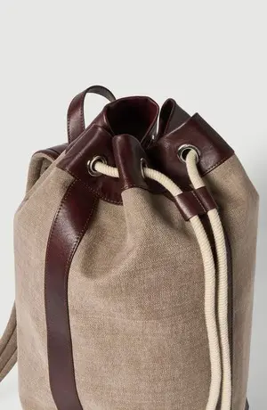 Brunello Cucinelli Water-resistant Canvas And Calfskin Backpack - Leather
