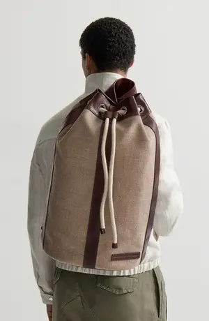 Brunello Cucinelli Water-resistant Canvas And Calfskin Backpack - Leather