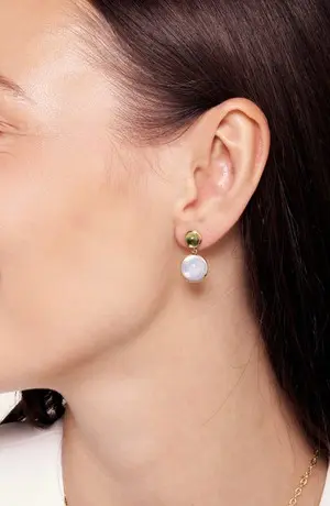 SYNA JEWELS Cirra Moon Drop Earrings - Peridot