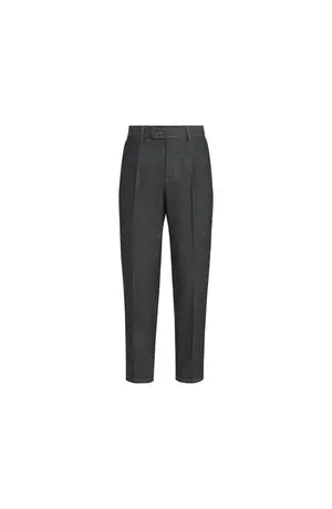 Brunello Cucinelli Pleated No-fade Denim Trousers - Dark Grey