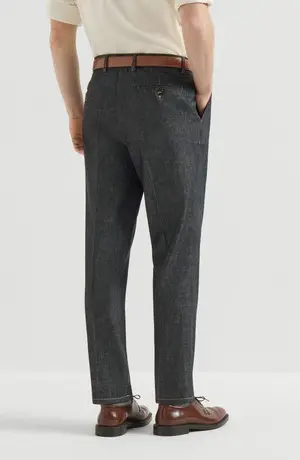 Brunello Cucinelli Pleated No-fade Denim Trousers - Dark Grey