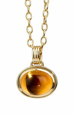 SYNA JEWELS Cirra Oval Pendant Necklace - Citrine