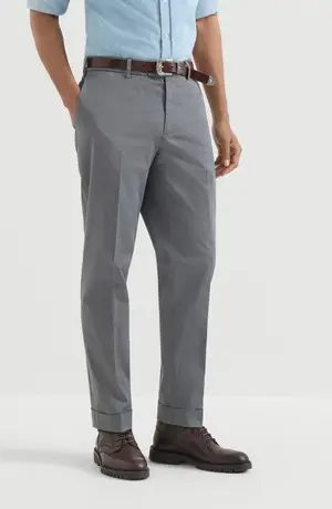 Brunello Cucinelli Comfort Gabardine Trousers Silver