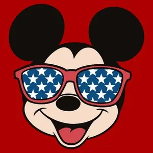 MICKEY & FRIENDS Stars Sunglasses Mickey Face Short Sleeve Graphic T-shirt