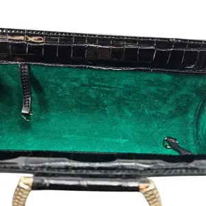 MADISON MAISON Moc Croc Embossed Clutch - Black
