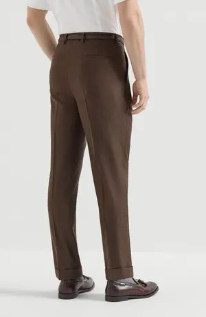 Brunello Cucinelli Virgin Wool Trousers - Brown