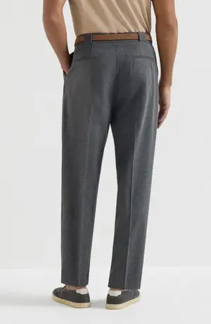 Brunello Cucinelli Virgin Wool, Cotton, And Silk Mouliné Trousers