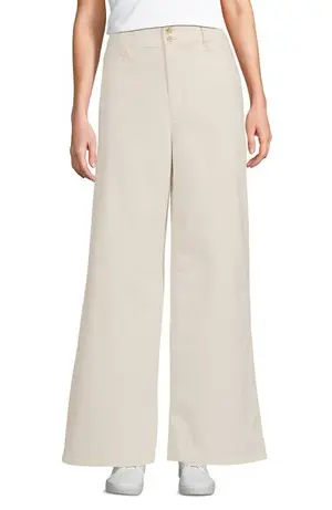 LANDS' END Stretch Canvas High Rise Wide Leg Pants - Natural