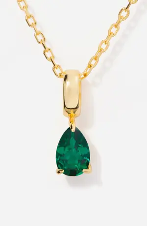 LITTLE SKY STONE Birthstone Teardrop Pendant Necklace - Emerald/may