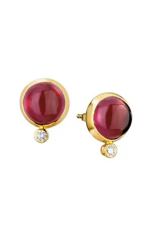SYNA JEWELS Cirra Cabochon Stud Earrings Garnet