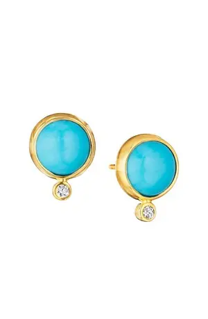 SYNA JEWELS Cirra Cabochon Stud Earrings Turquoise