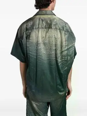Mihara Yasuhiro Embroidered Faded-effect Shirt - Green