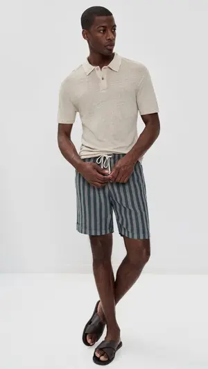 ALEX CRANE Linen Knit Polo - Bone