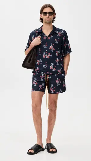 Rhude Turbo Floral Button Down Shirt - Black/red/multi