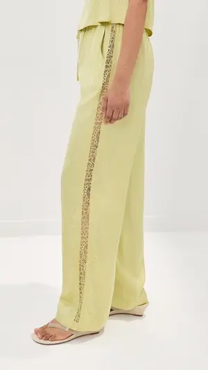 LE BOP Lauren Satin Pants - Honeydew
