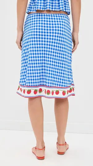 Rails Gingham Check Skirt With Tomato Print