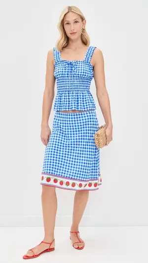 Rails Gingham Check Skirt With Tomato Print