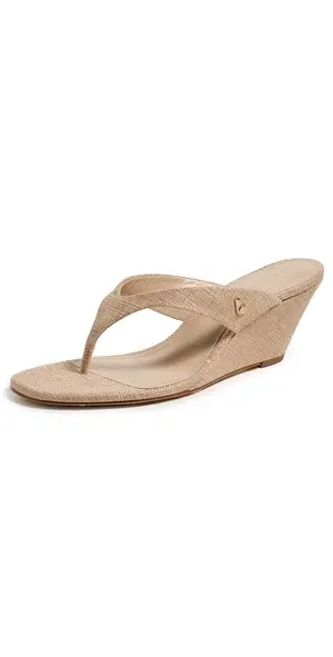Larroude Gaia Low Wedges - Beige Raffia