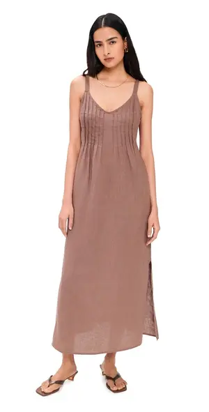 Splendid Stella Linen Pintuck Midi Dress - Wicker