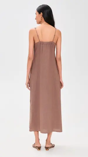 Splendid Stella Linen Pintuck Midi Dress - Wicker