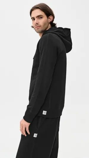 Reigning Champ Midweight Slim Zip Hoodie - Black