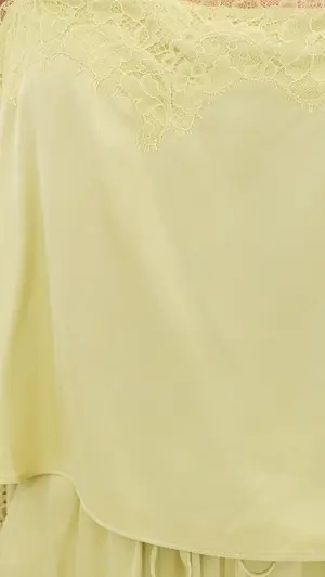 LE BOP Sienna Satin Top With Lace Trim - Honeydew
